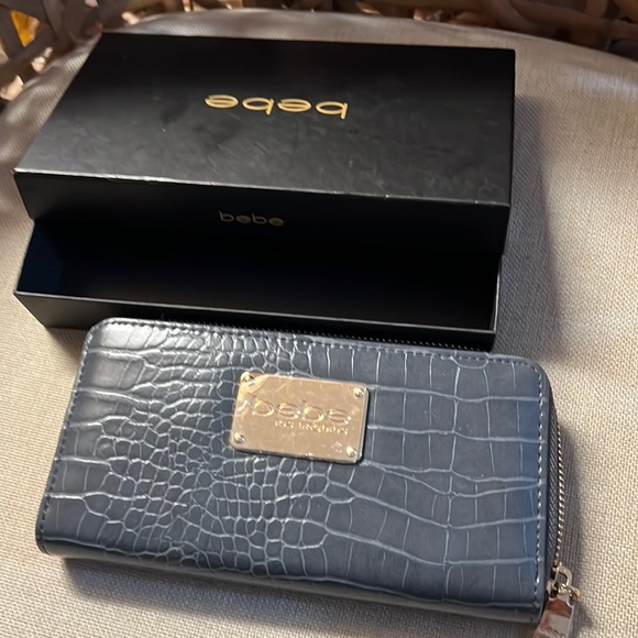 bebe | Bags | New Bebe Natalie Croco Grey Wallet With Box Nwt | Poshmark